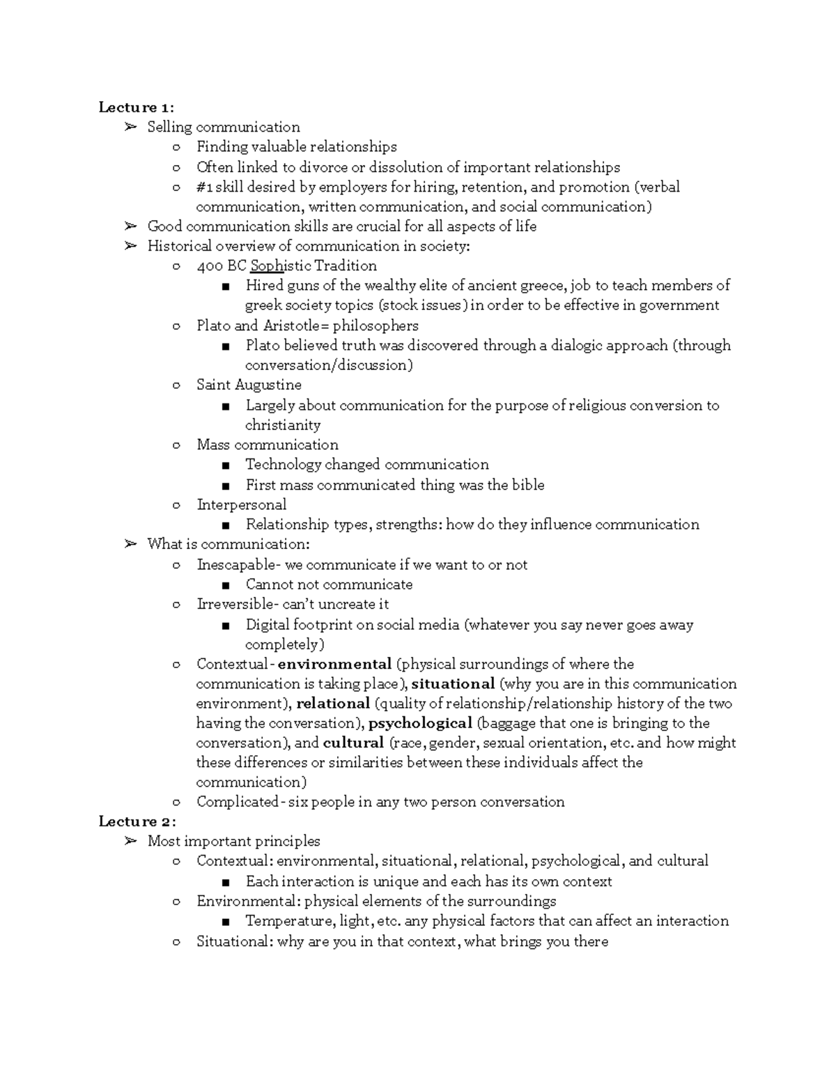 Communication notes - Lecture 1: Selling communication Finding valuable ...