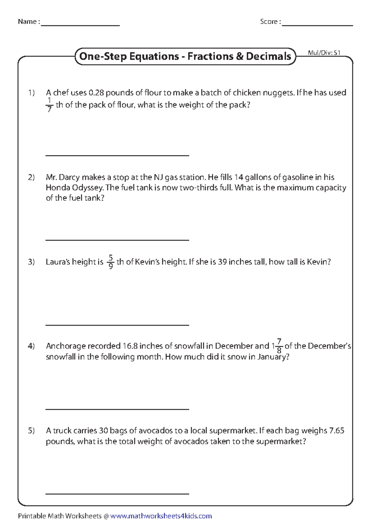 Mul div fractions decimals 1 Word Score Printable Math Worksheets Mul div fractions decimals 1 Word Score Printable Math Worksheets