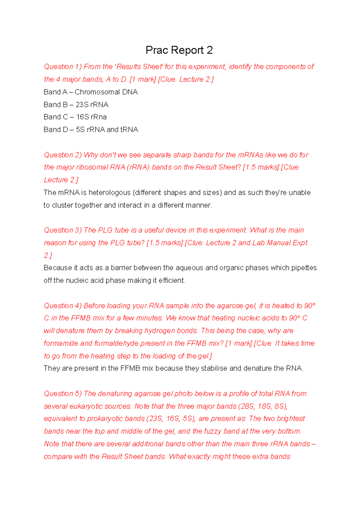 Practical Report 2 2021 - Prac Report 2 Question 1) From the ‘Results ...