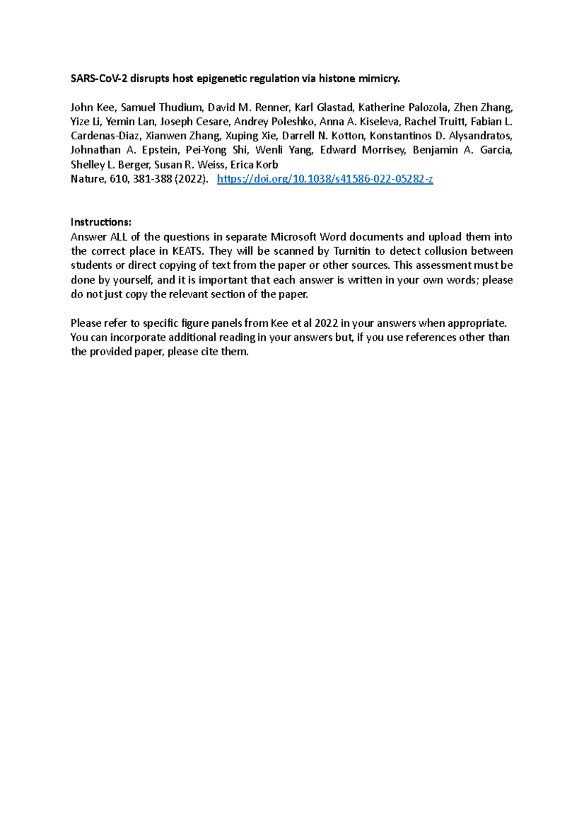 6BBYI314 6BBYI316 Scientific Paper assessment Dec 2022 - SARS-CoV-2 ...