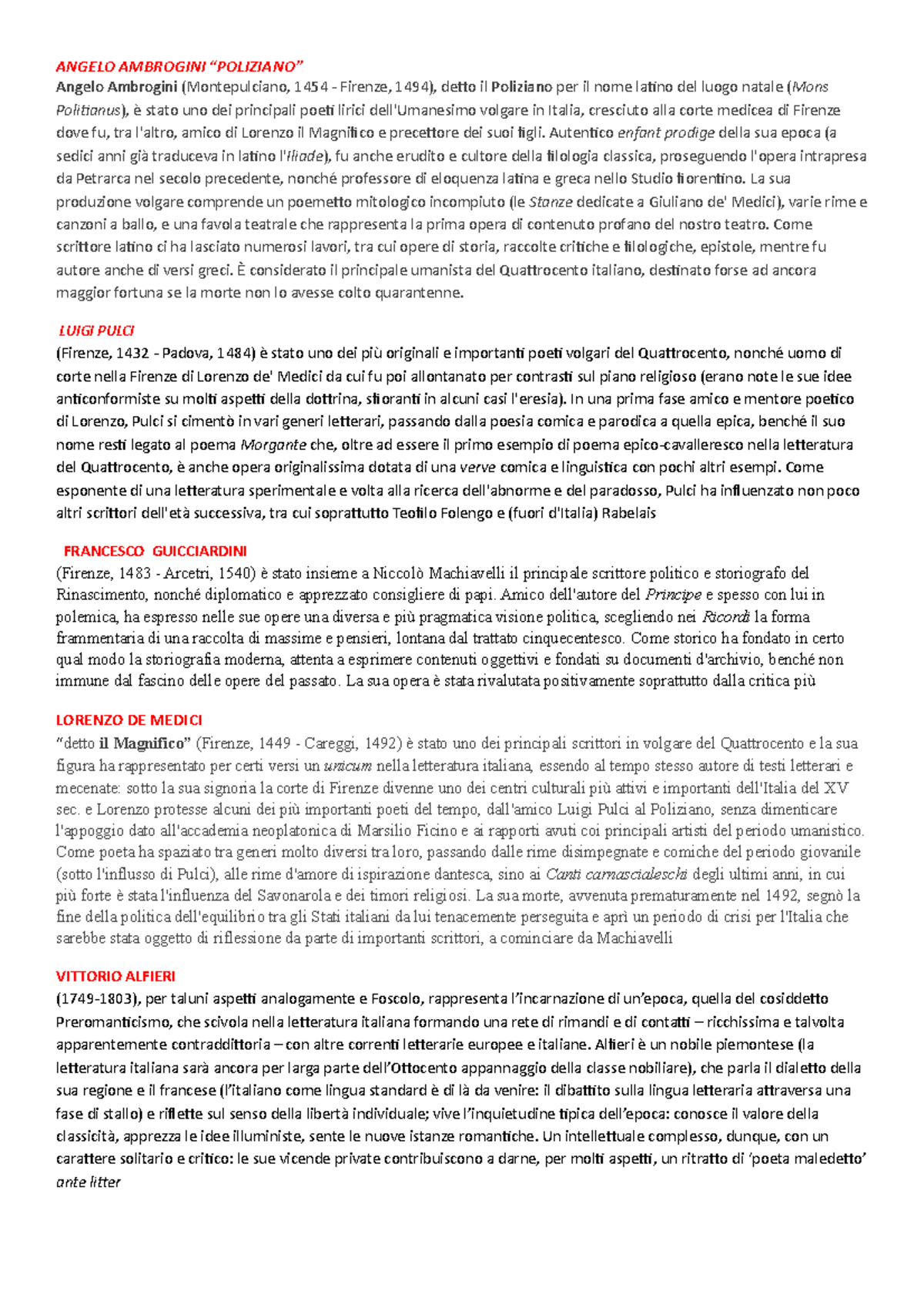 biografie di diversi personaggi 15 secolo dC più alfieri e beccaria (18 ...