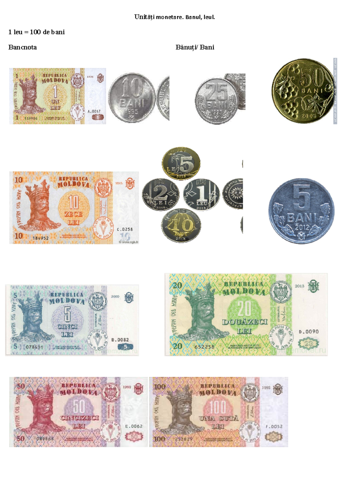 Unități monetare. Leul și banul din Moldova - Unități monetare. Banul ...