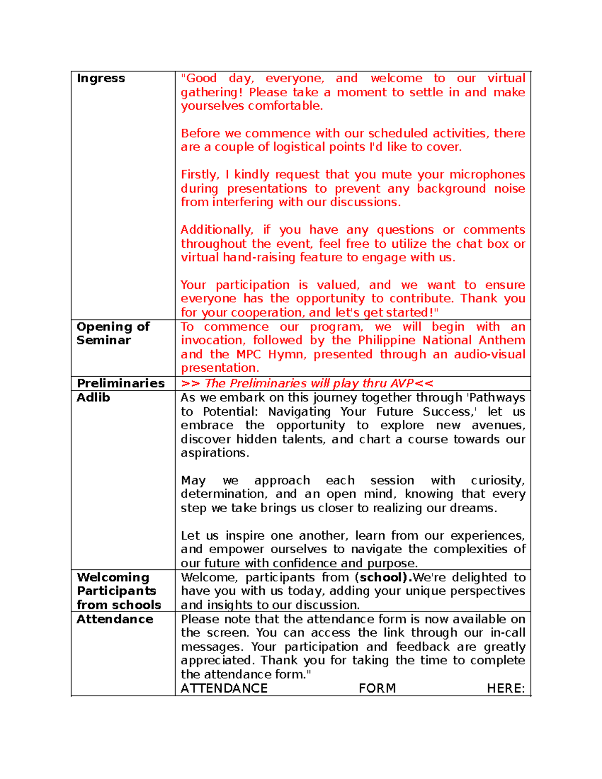 HOST Script - Ingress "Good day, everyone, and welcome to our virtual ...
