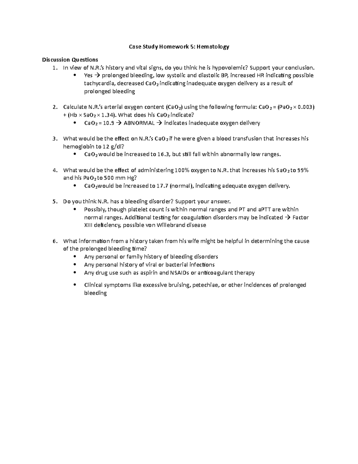 Case Study 5 Hematology - Case Study Homework 5: Hematology Discussion ...