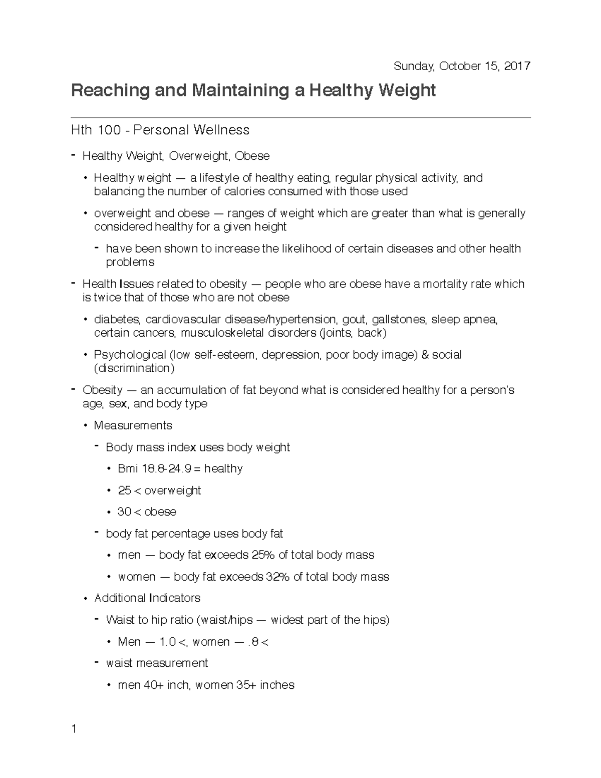 reaching and maintaining healthy weight - Reaching and Maintaining a ...