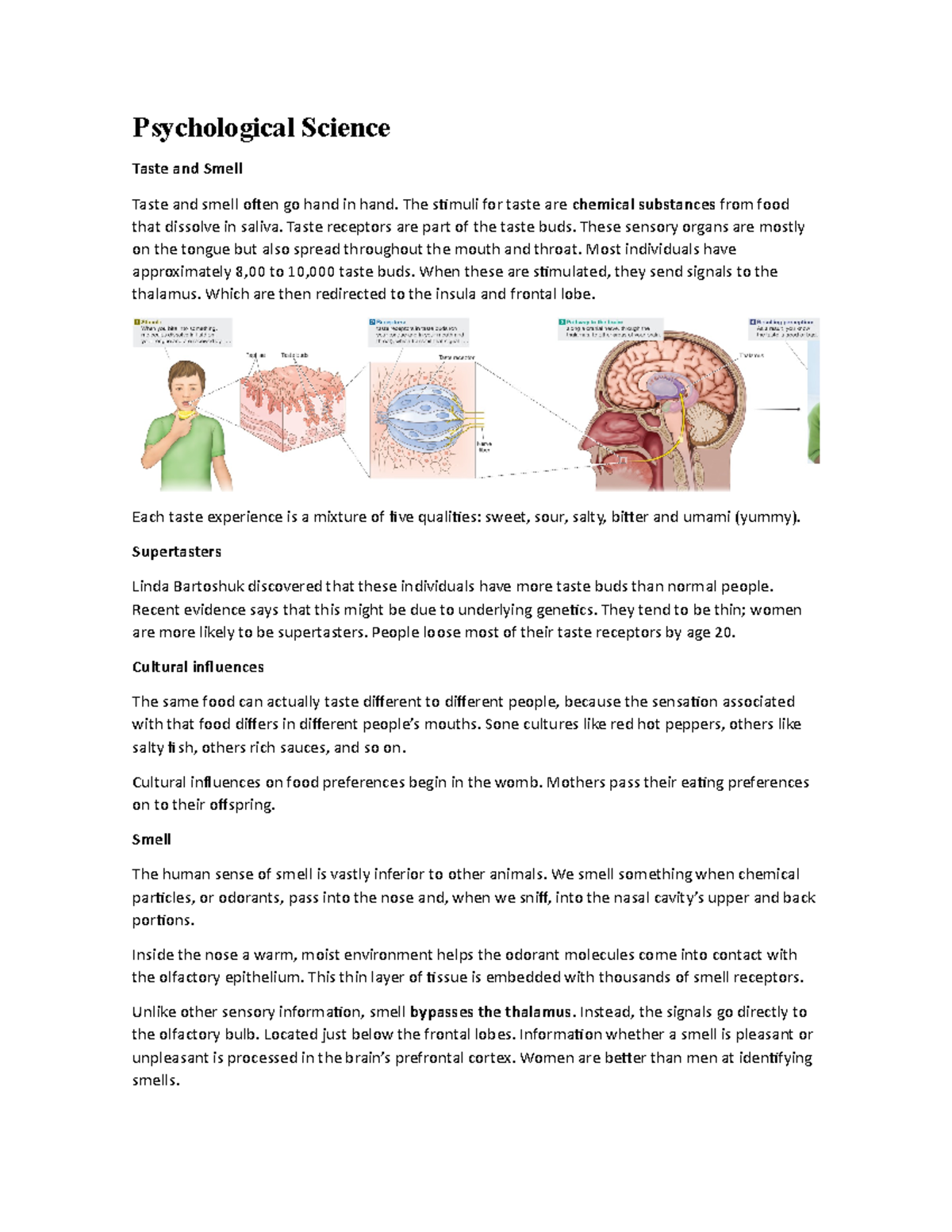Taste and Smell - How do these senses work? - Psychological Science ...