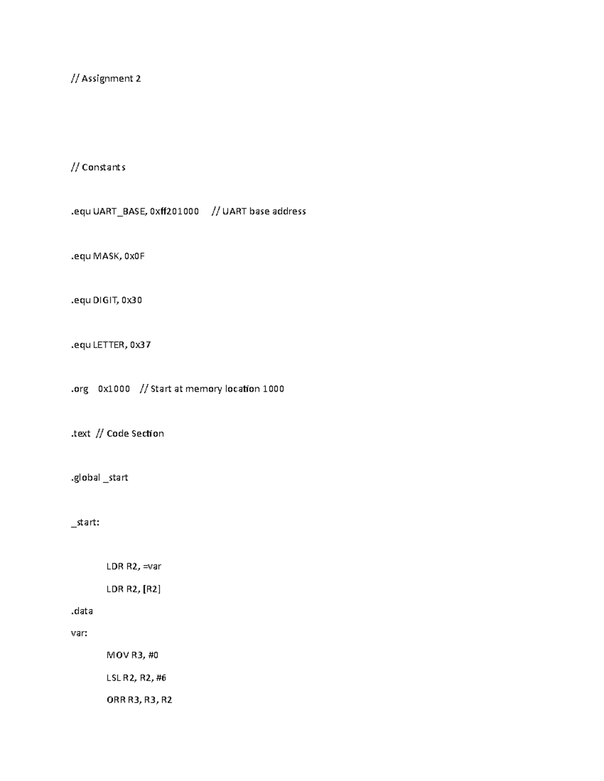 CP216 Assignment 2 Question 4 - // Assignment 2 // Constants .equ UART ...