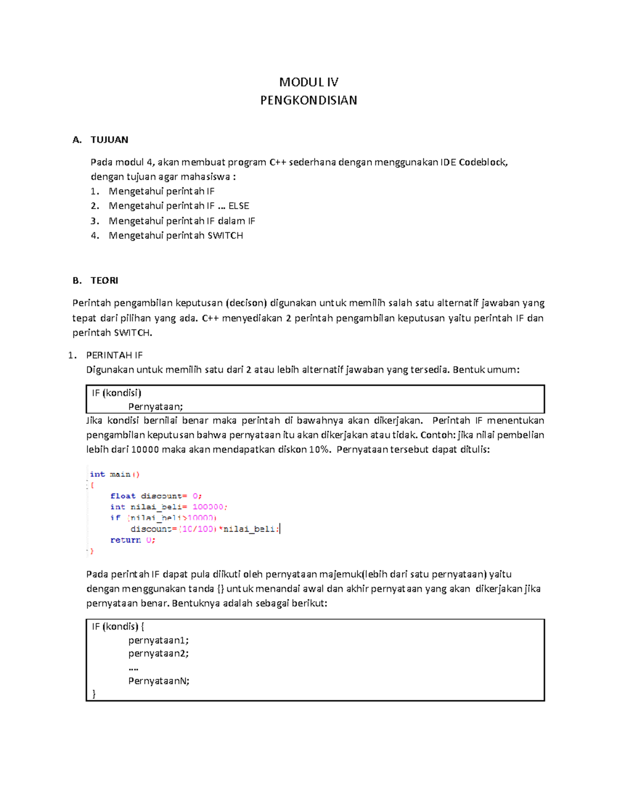 Modul Bab 4 pengkondisian - MODUL IV PENGKONDISIAN A. TUJUAN Pada modul ...