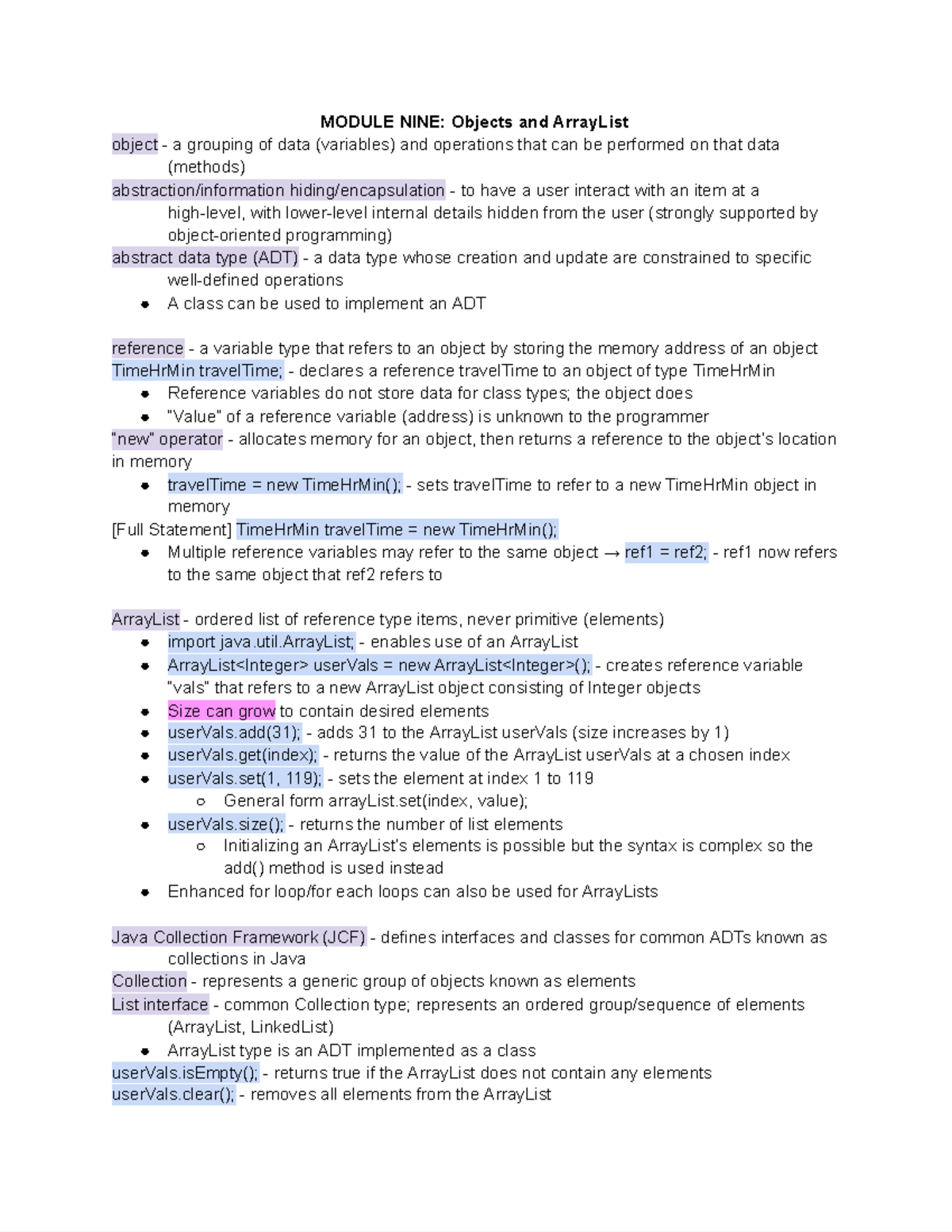 CS 200 Programming 1 [JAVA] Modules 9-10 - MODULE NINE: Objects and ...