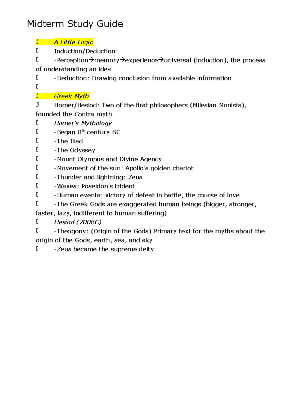 Midterm Study Guide - Summary History of Ancient Philosophy - Midterm ...