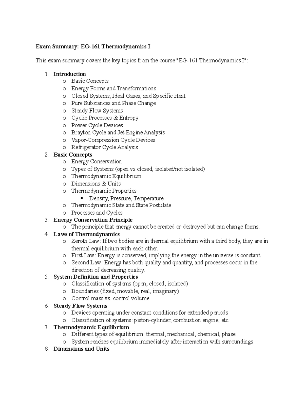 Exam Summarypt 1 - Basic Concepts Summary - Exam Summary: EG-161 ...