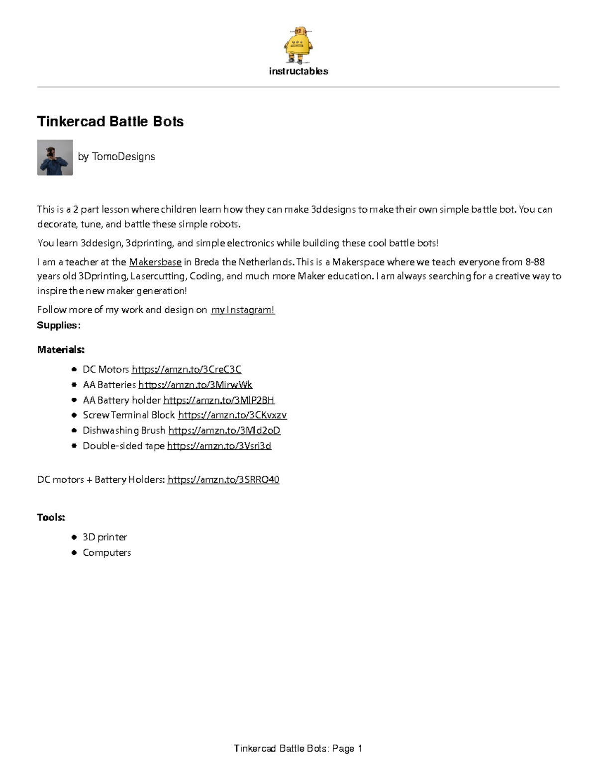 Tinkercad-Battle-Bots - instructables Tinkercad Battle Bots by ...