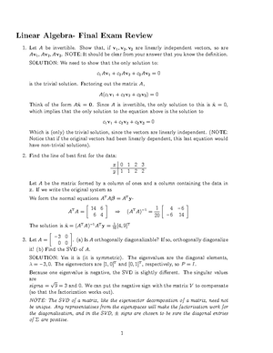 Linear algebra exam sheet - Linear Algebra 1 Exam 1 6/12/ Name ...