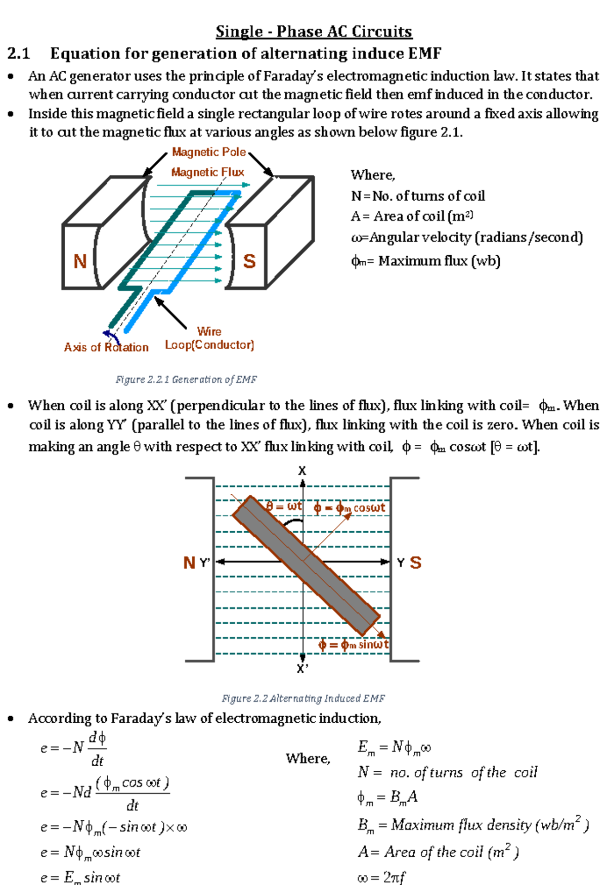 Unit-2 Sem-1 AC CKT EEE-1 - Single Phase AC Circuits 2 Equation for ...