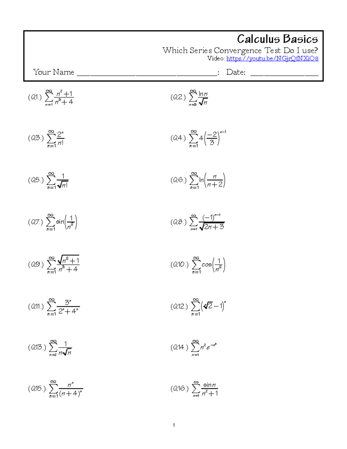Which series convergence test do i use - Calculus Basics Which Series ...