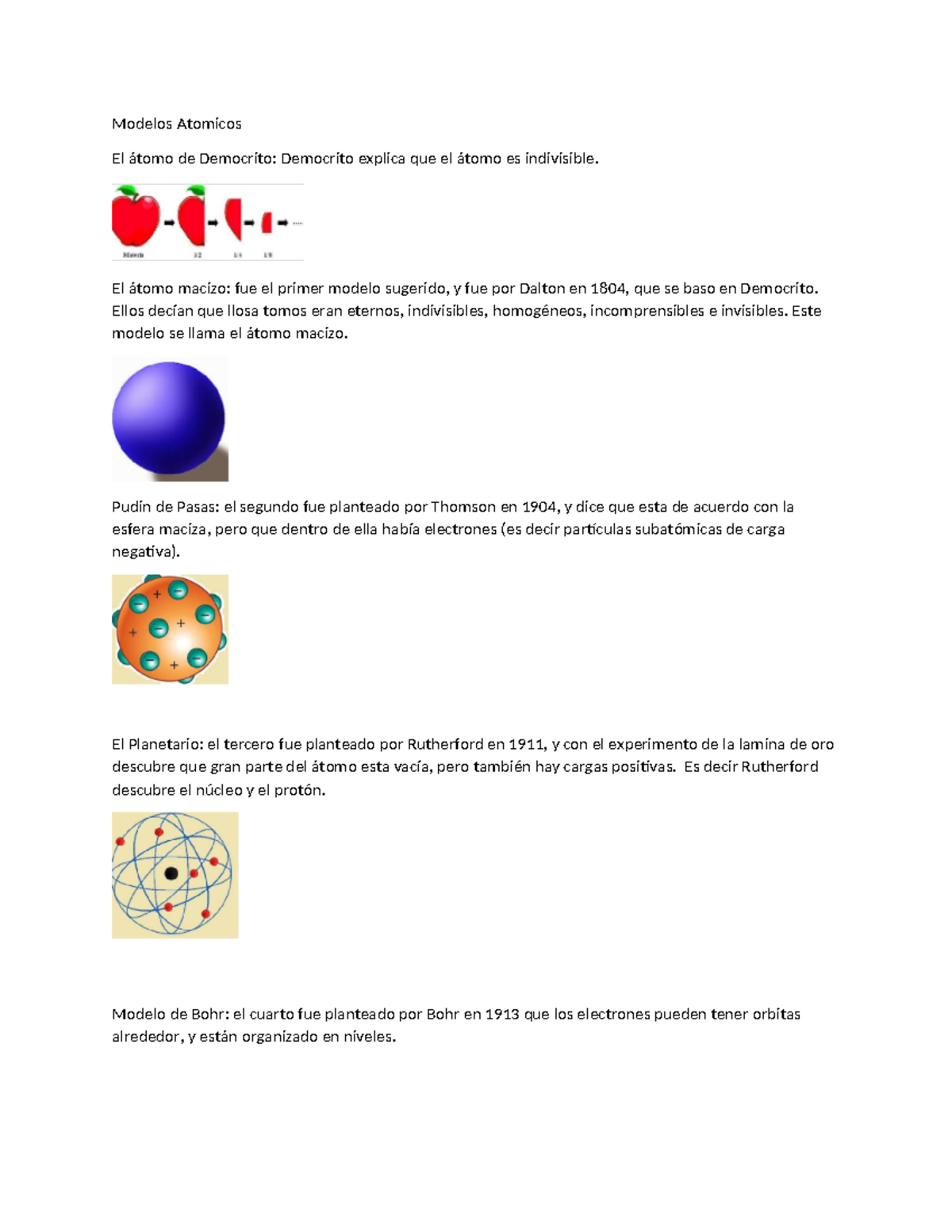 Modelos Atomicos - El átomo macizo: fue el primer modelo sugerido, y ...