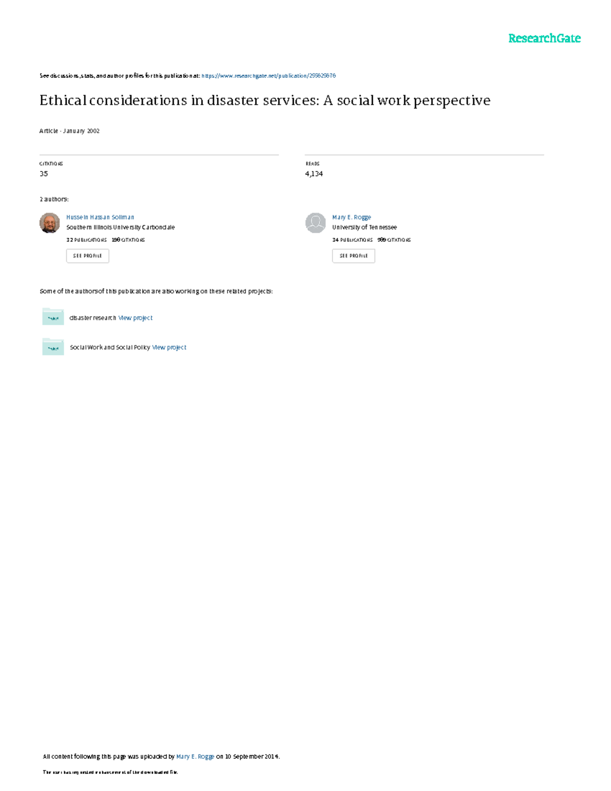 Ethical considerations in disaster services A social work perspective ...