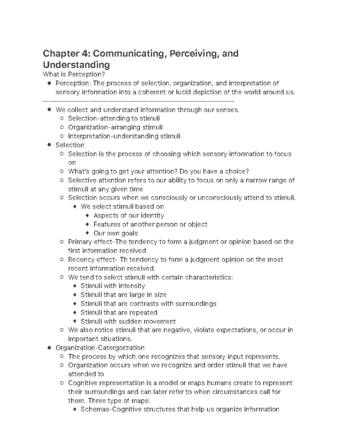 Chapter 4: Communicating, Perceiving, and Understanding - ————————————————————————————— We ...