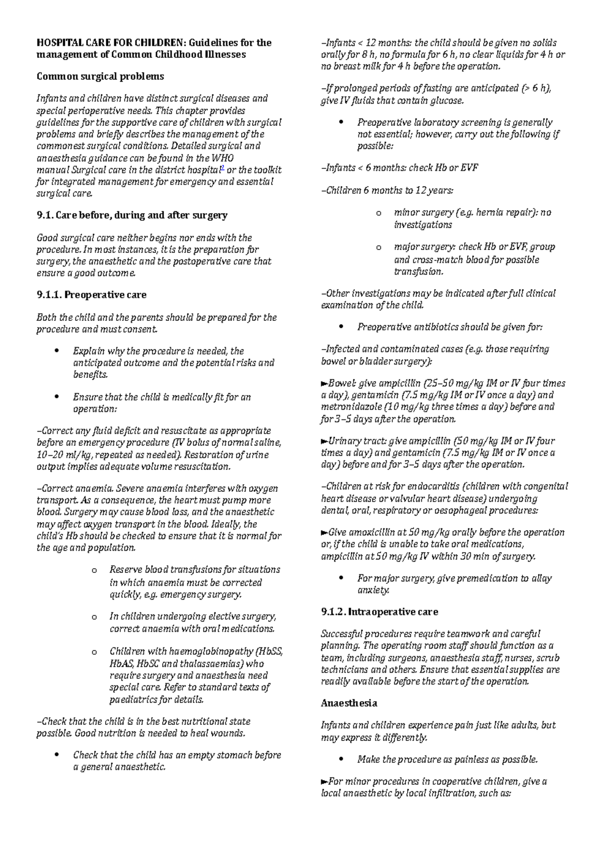 Guidelines for the management of Common Childhood Illnesses - HOSPITAL ...