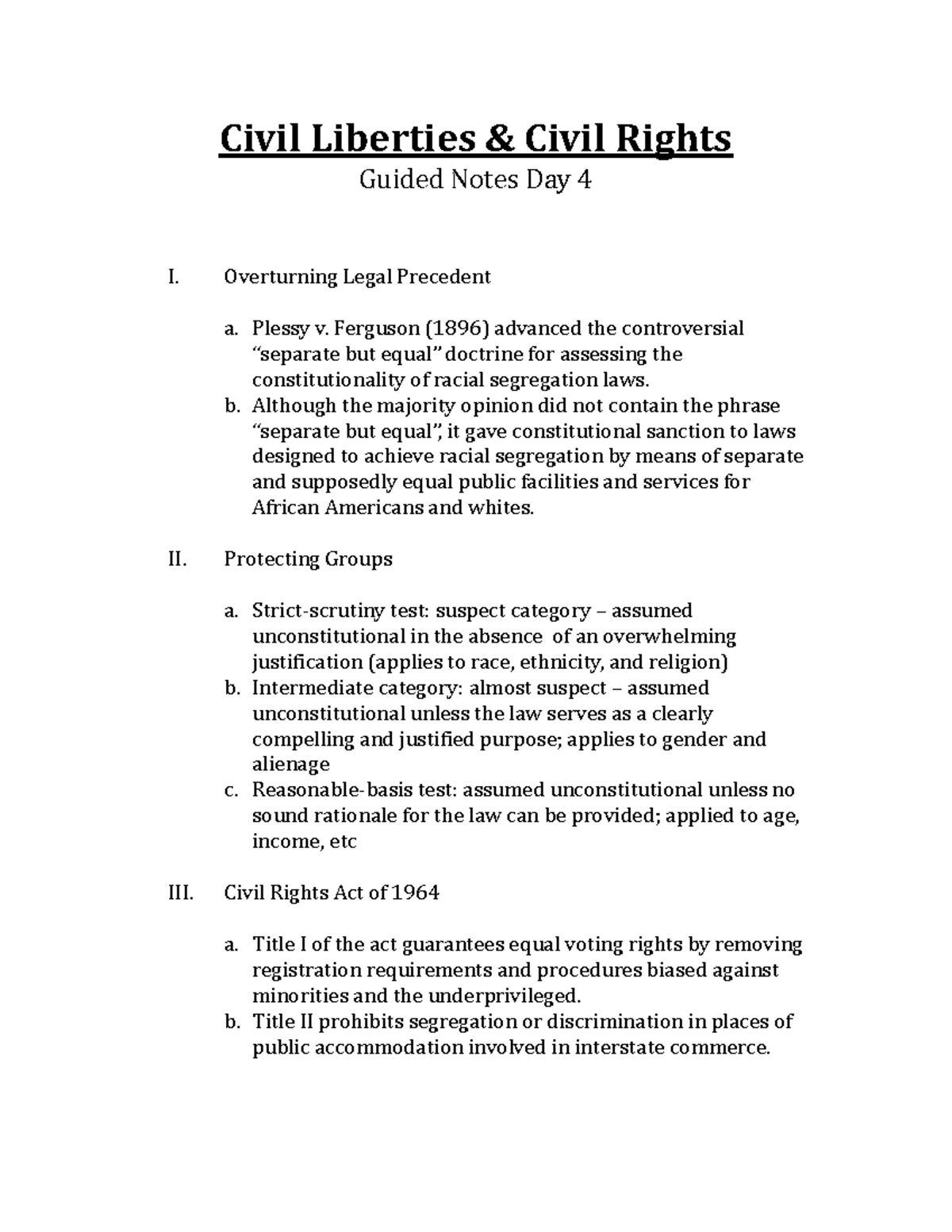 Copy of Civil Liberties and Rights Day 4 - Civil Liberties & Civil ...
