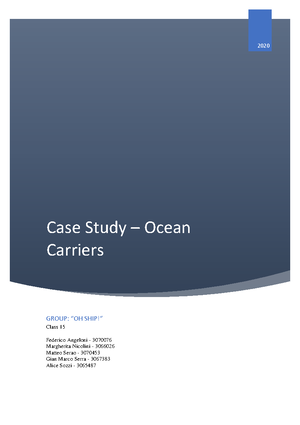 Ocean Carriers Case - HBR Case Study - Ocean Carries Case Team: Joey McCall Irina Lioghenchi ...