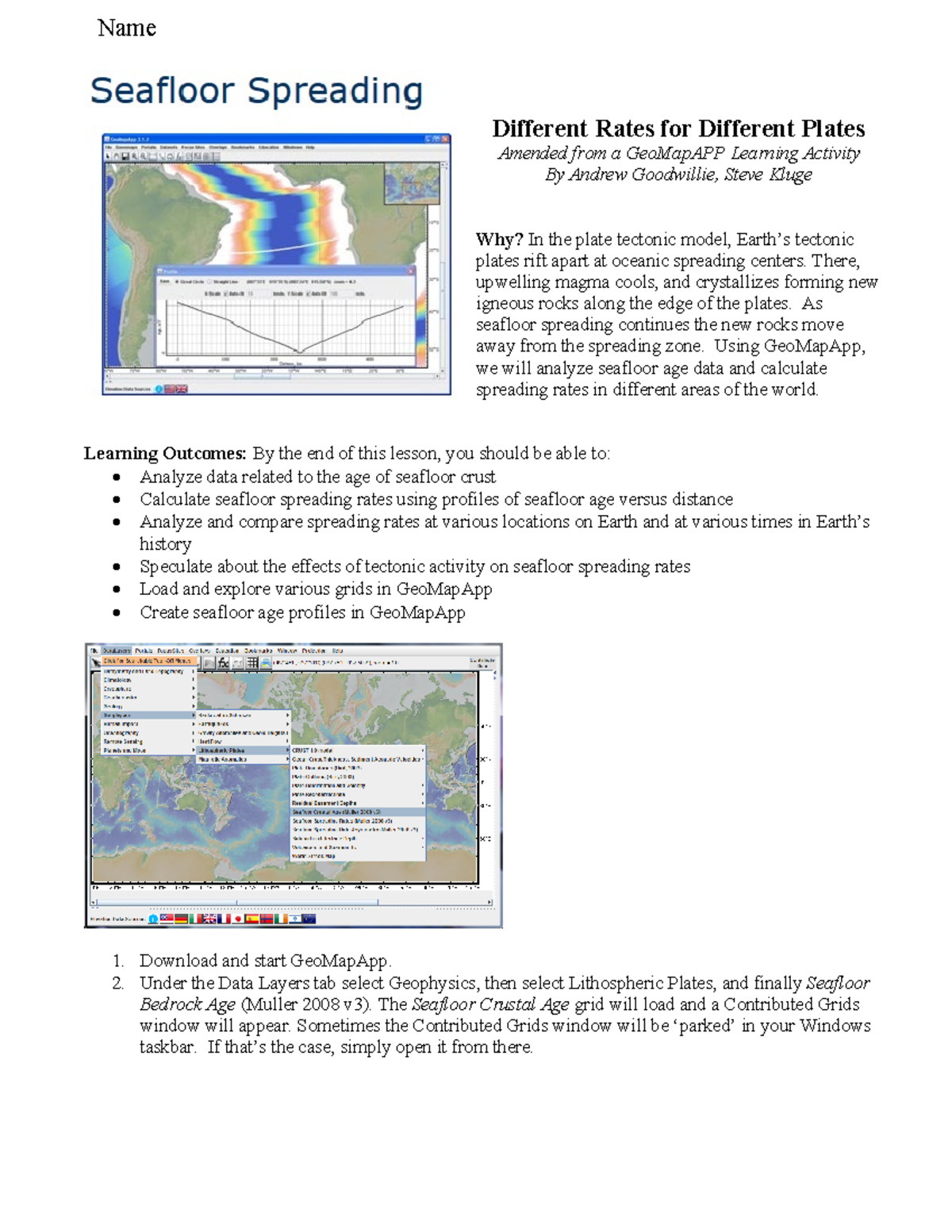 4 seafloor spreading-1 - Different Rates for Different Plates Amended ...