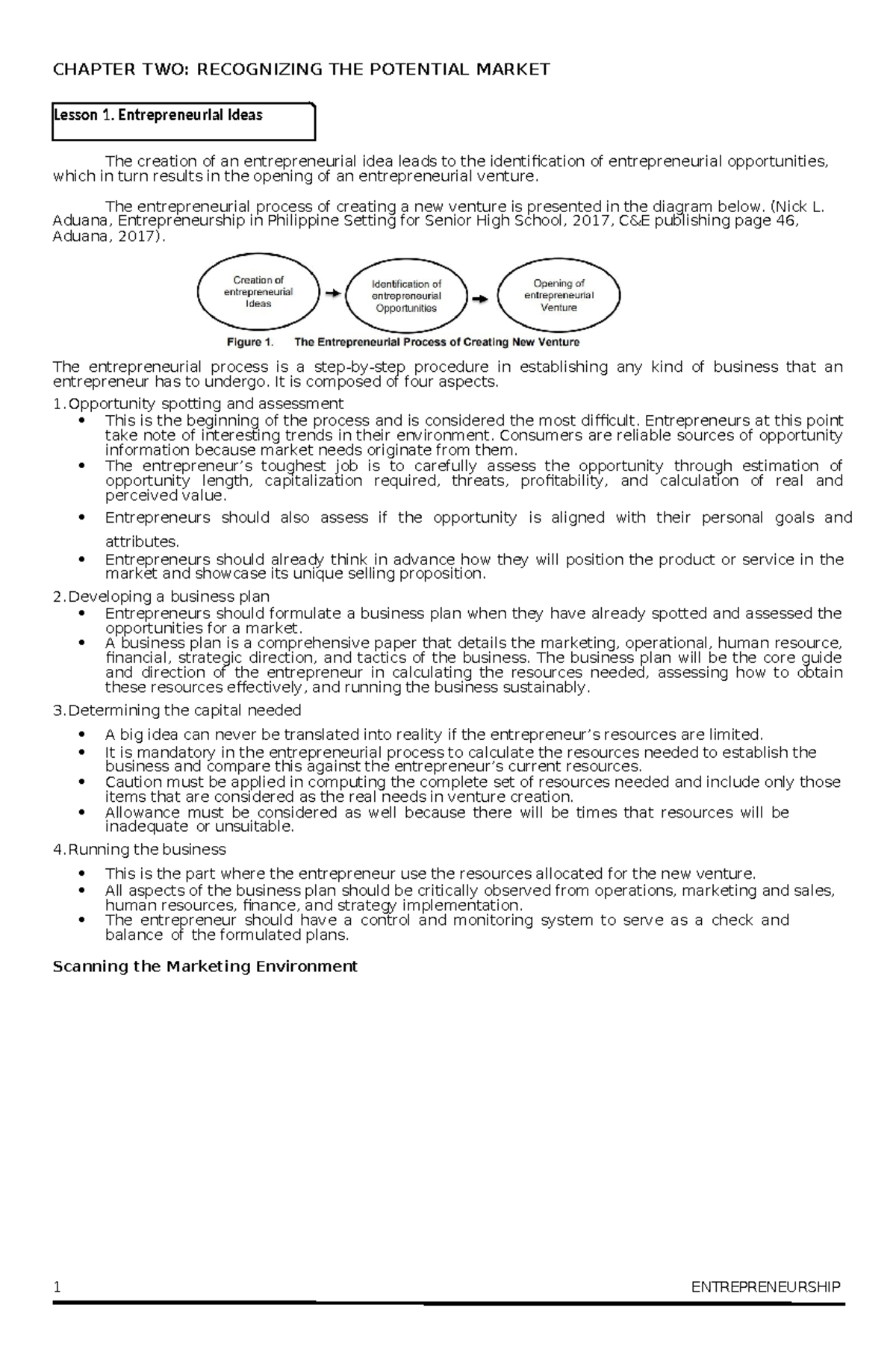 Chapter 2 - Recognizing Potential Market - Lesson 1. Entrepreneurial ...