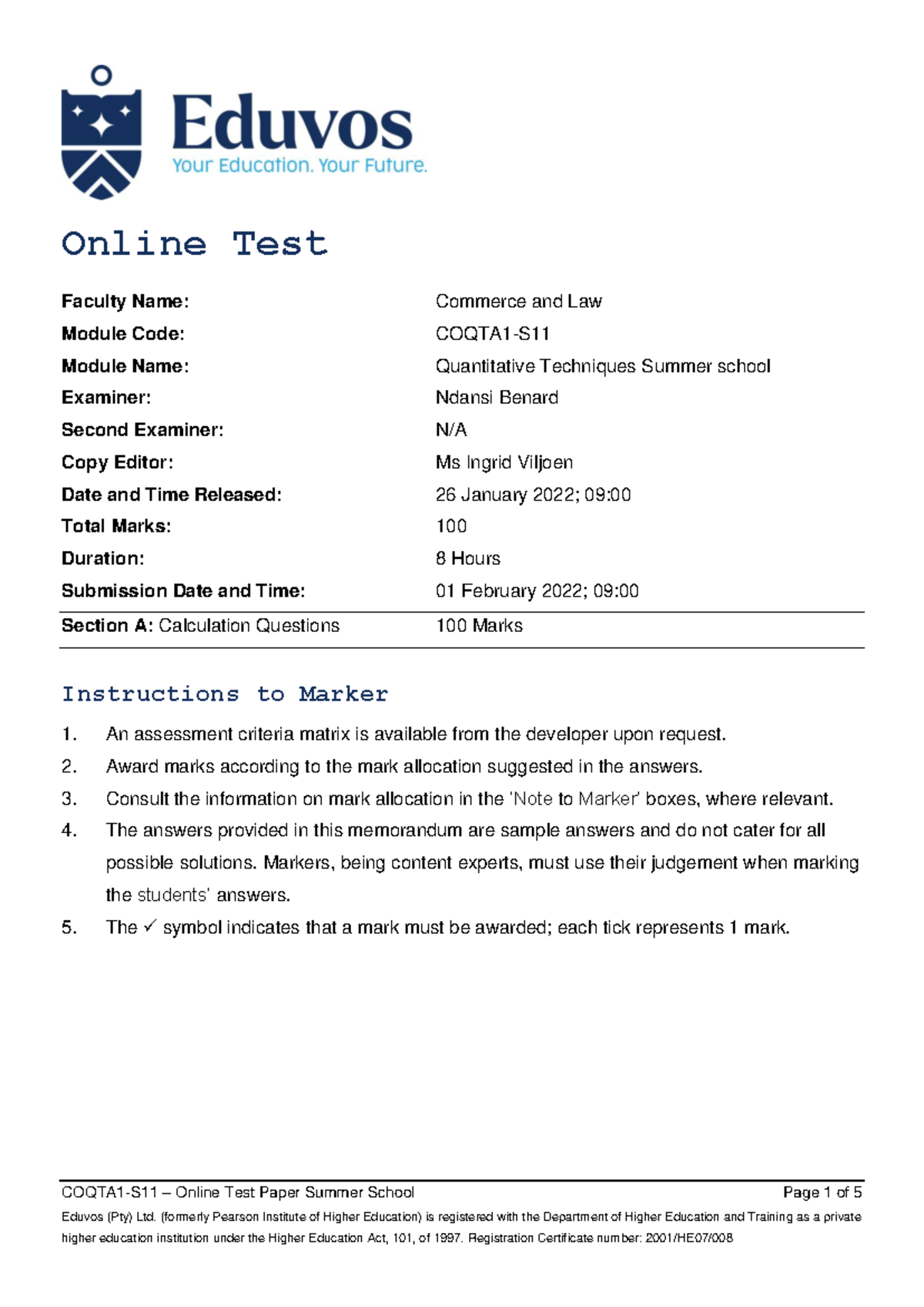 COQTA1-S11 – Initial Exam - COQTA1-S11 – Online Test Paper Summer ...