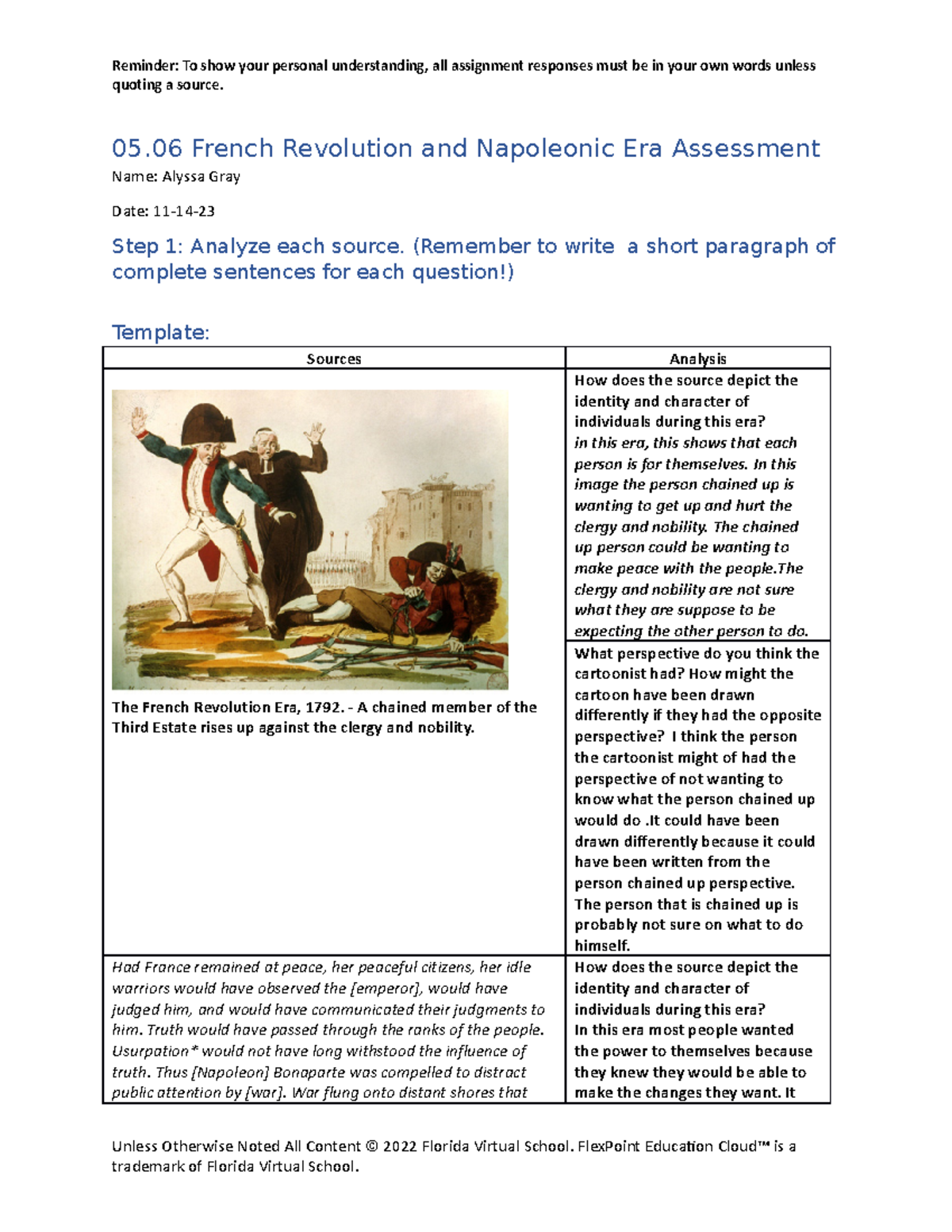 French revolution napoleonic era wh yourname - Reminder: To show your ...