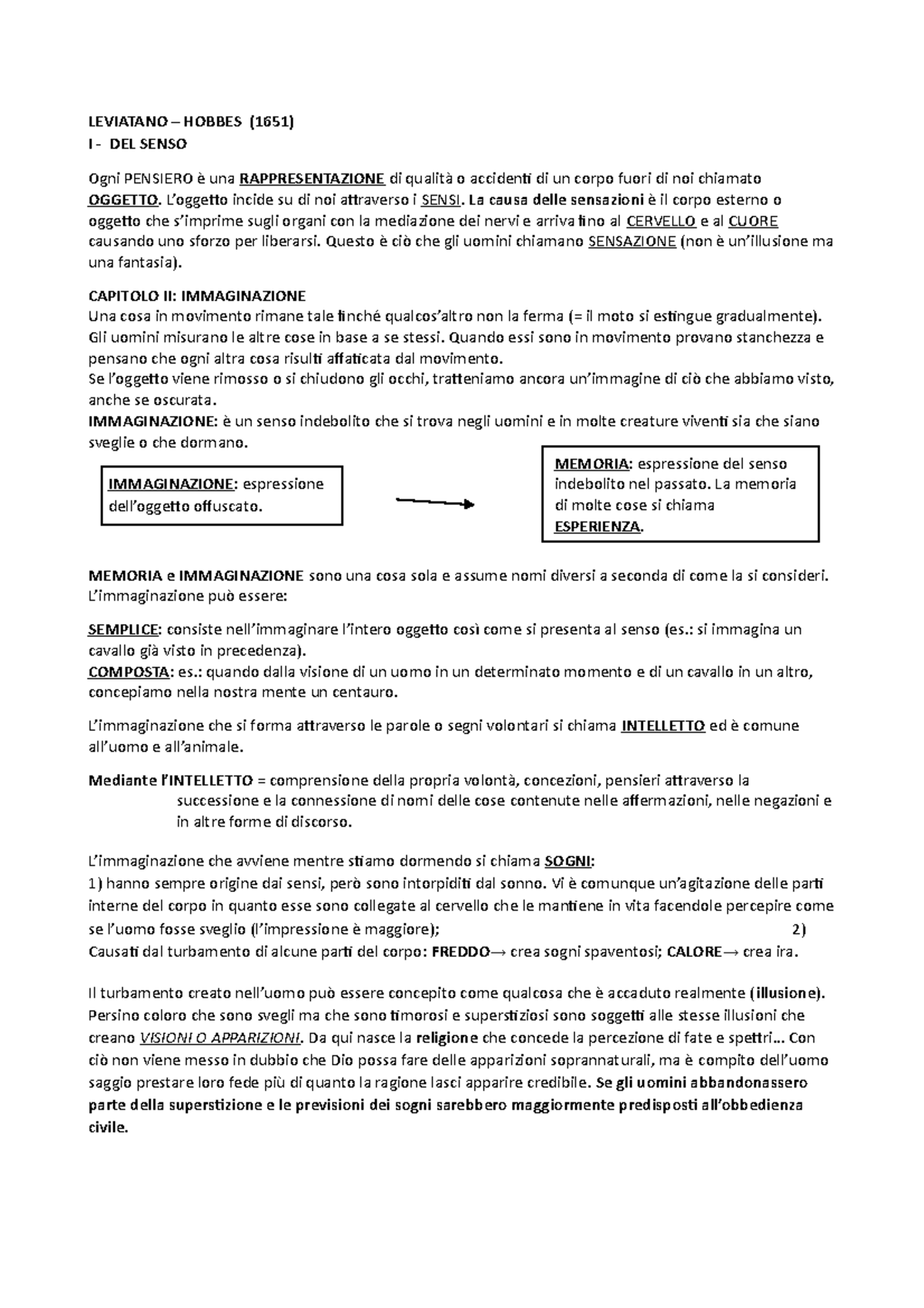 Riassunti dettagliati di Hobbes prima e seconda parte del Leviatano - LEVIATANO HOBBES (1651) I ...