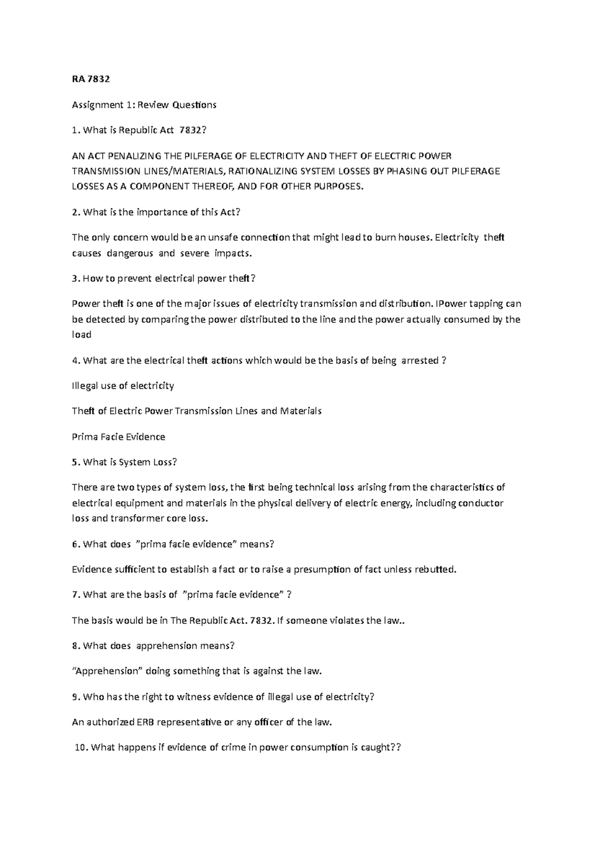 Review Questionnaire - Draft - RA 7832 Assignment 1: Review Questions ...