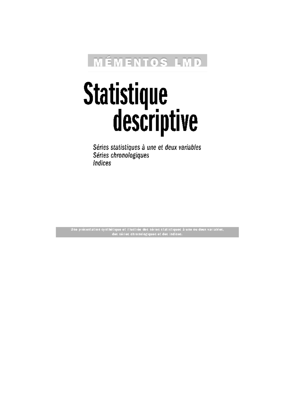 Statistique descriptive - - Studocu