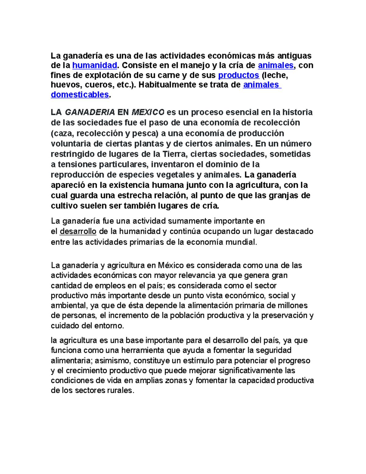 Exposicion de la importancia de la ganeria - La ganadería es una de las ...