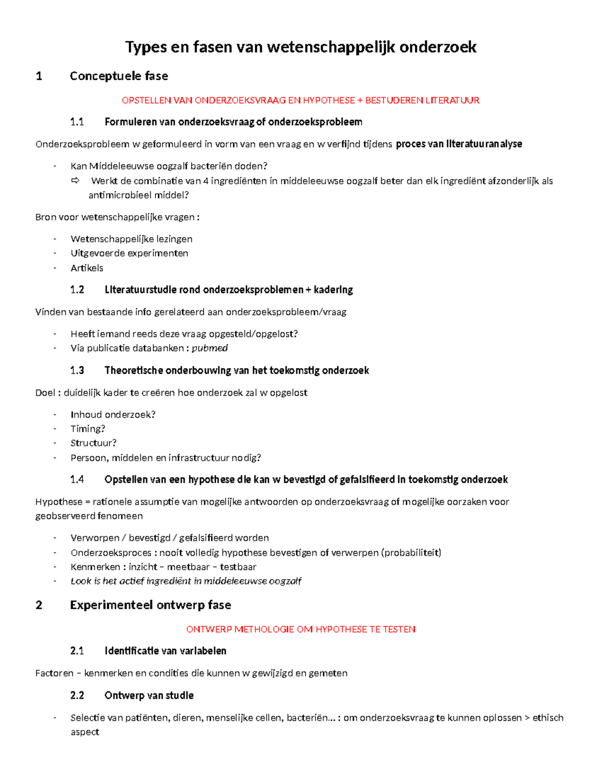 Filosofie - fasen van het onderzoek - Types en fasen van ...