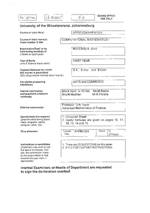 Test 2 sample sol - Computational Mathematics Practice Material - Studocu