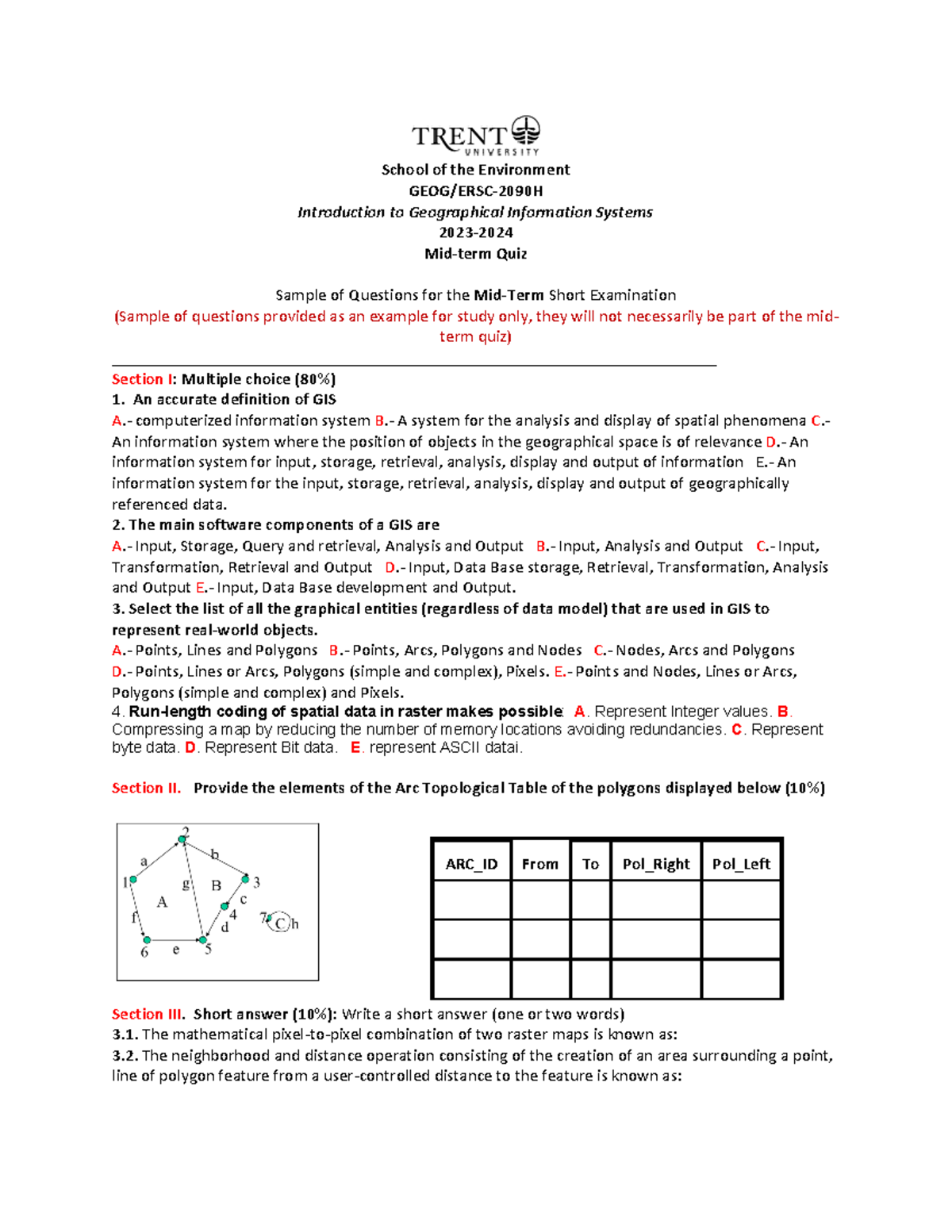 Mid-Term Sample Questions 2023-24 - School of the Environment GEOG/ERSC ...