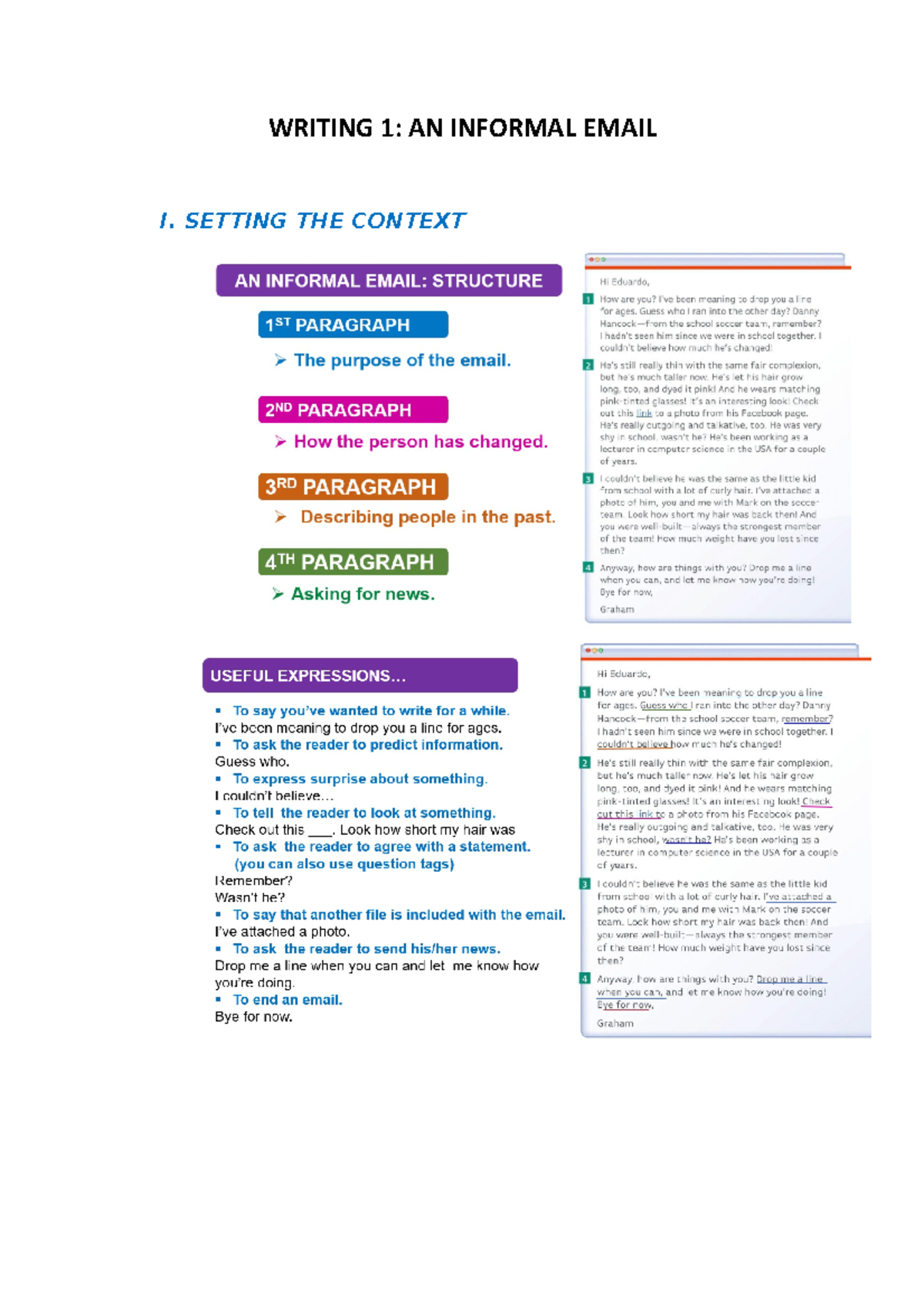 Writing 1 - Draft - AN Informal Email - motivación y emoción - WRITING ...