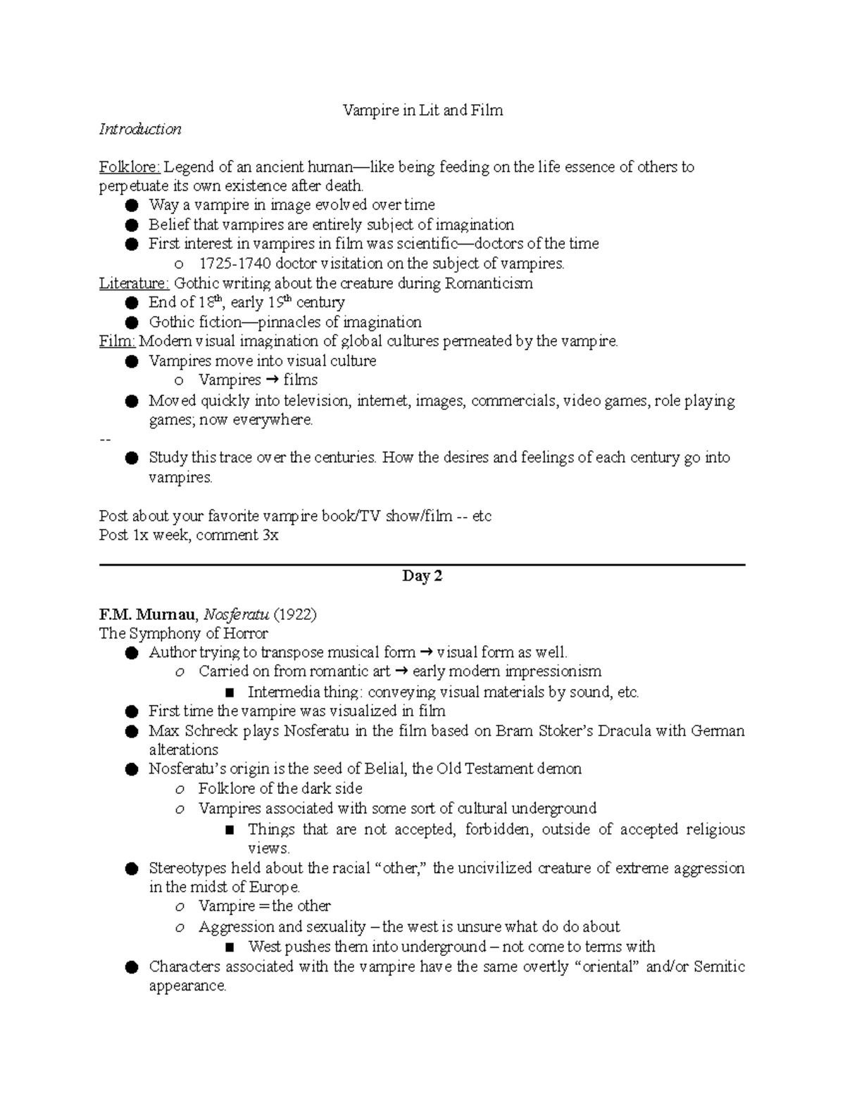 Vampire in Lit and Film - Lecture notes HALF - Vampire in Lit and Film ...