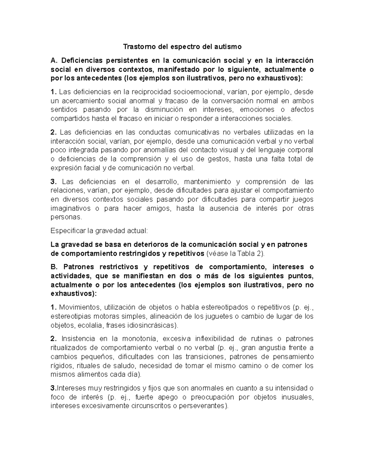 Trastorno del espectro del autismo - Deficiencias persistentes en la ...