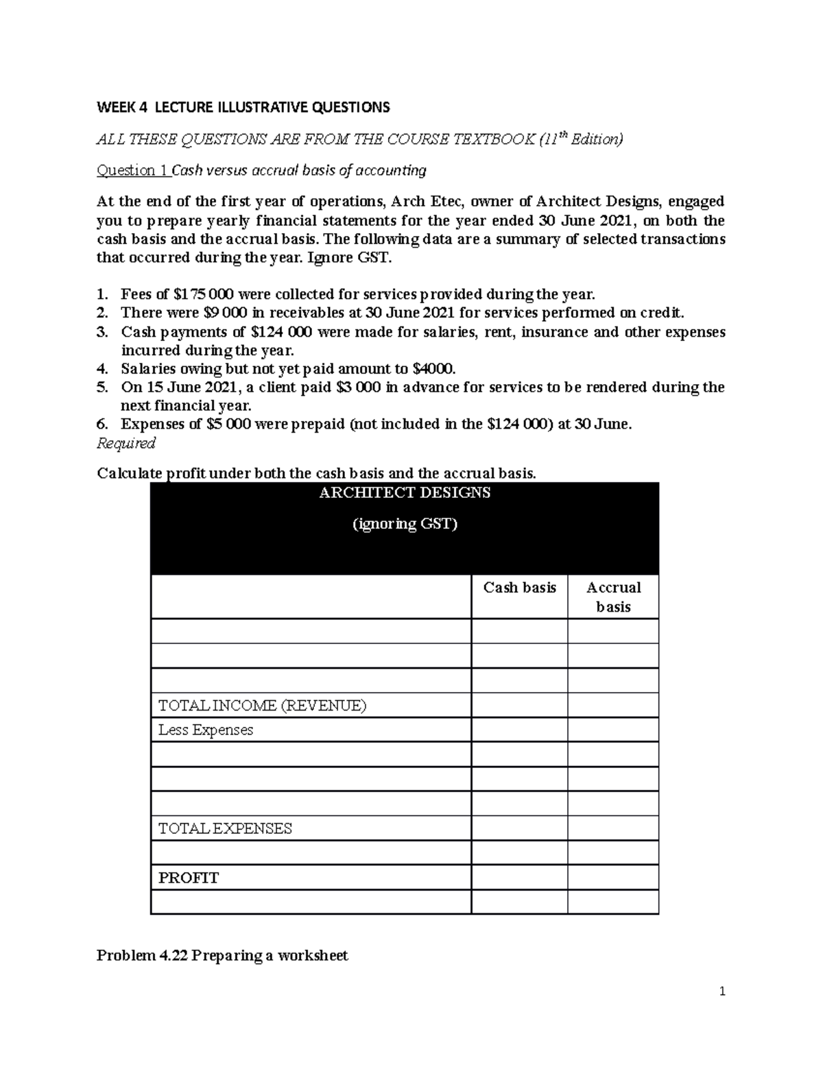 Week 3 Illustrative Lecture Questions - WEEK 4 LECTURE ILLUSTRATIVE ...