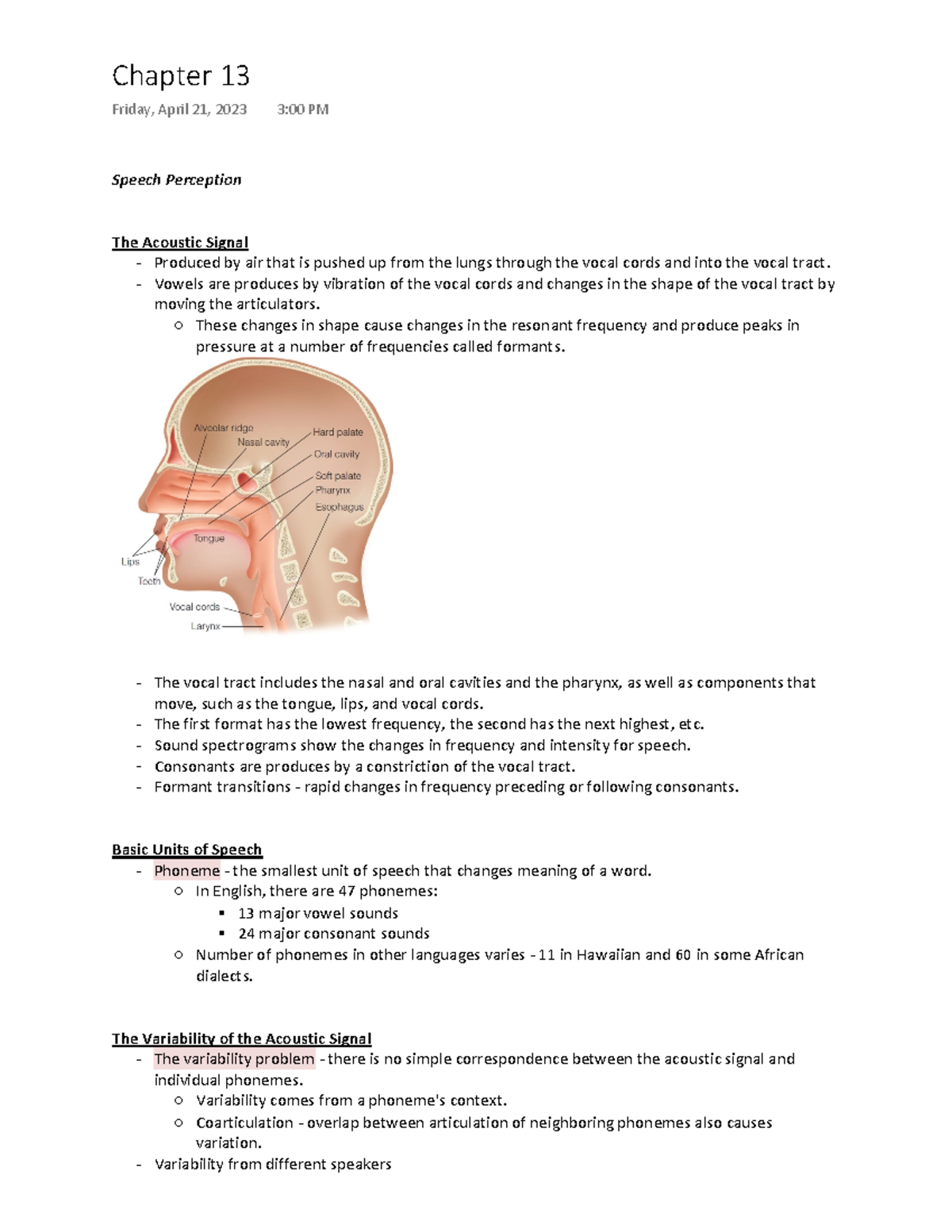 Speech Perception - Speech Perception The Acoustic Signal - Produced by ...