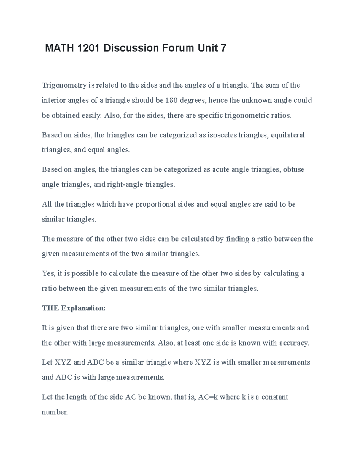 MATH 1201 Discussion Forum Unit 7 - MATH 1201 Discussion Forum Unit 7 ...