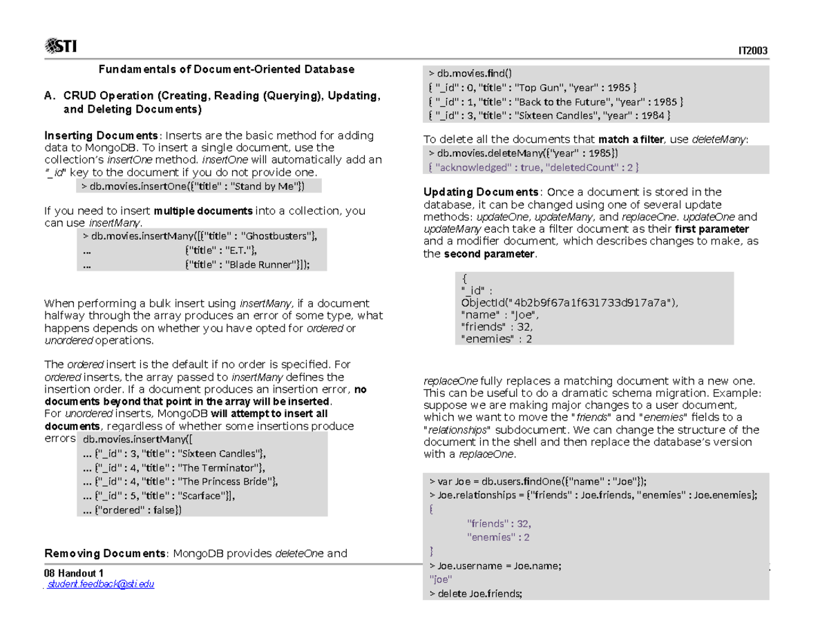 08 Handout 1 - asdasdasd - 08 Handout 1 student@sti *Property of STI Page 1 of 9 Fundamentals of ...