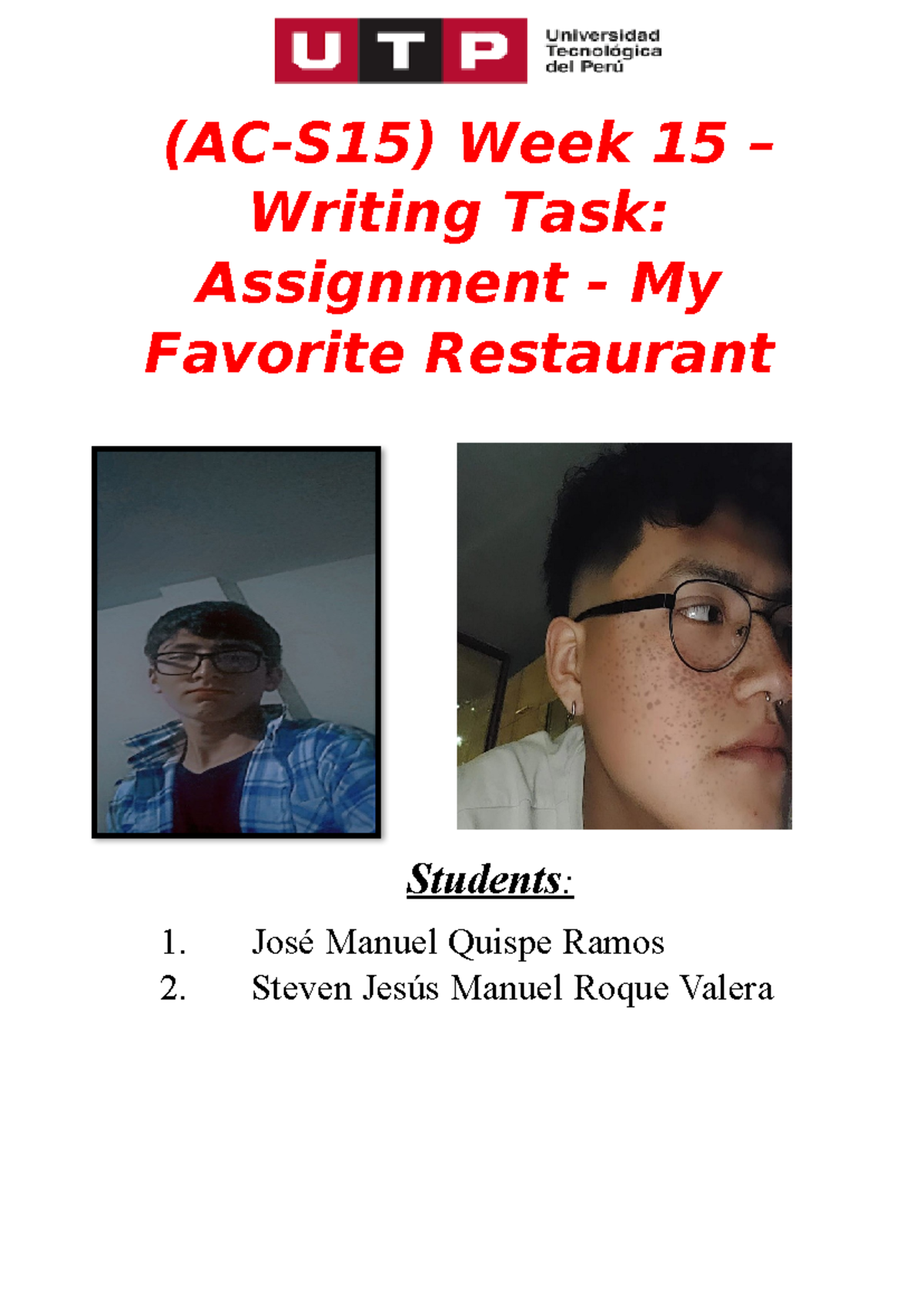 Actividad de la semana 15 Ingles II - (AC-S15) Week 15 – Writing Task ...