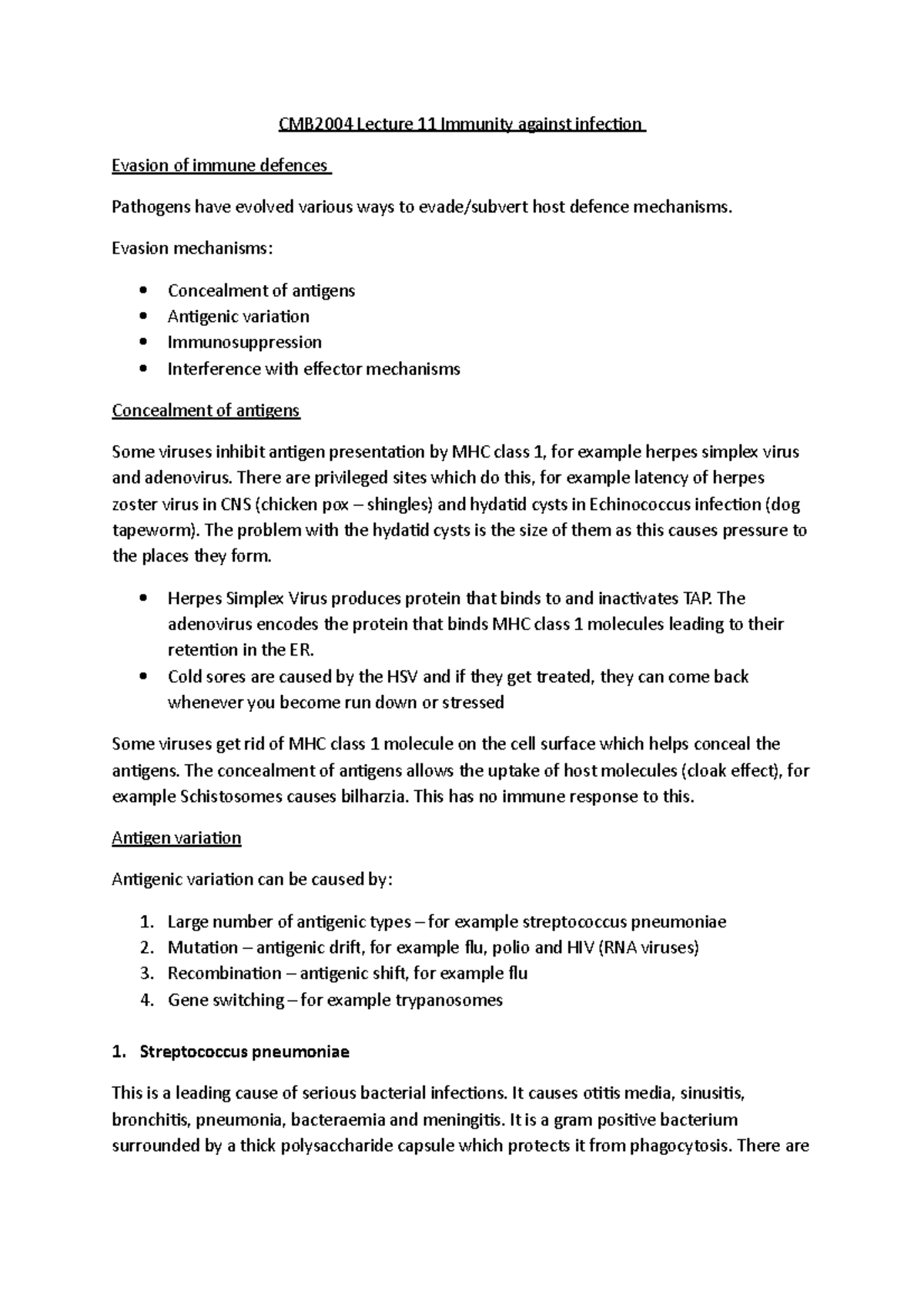 Lecture 11 Immunity Against Infection Cmb2004 Lecture 11 Immunity
