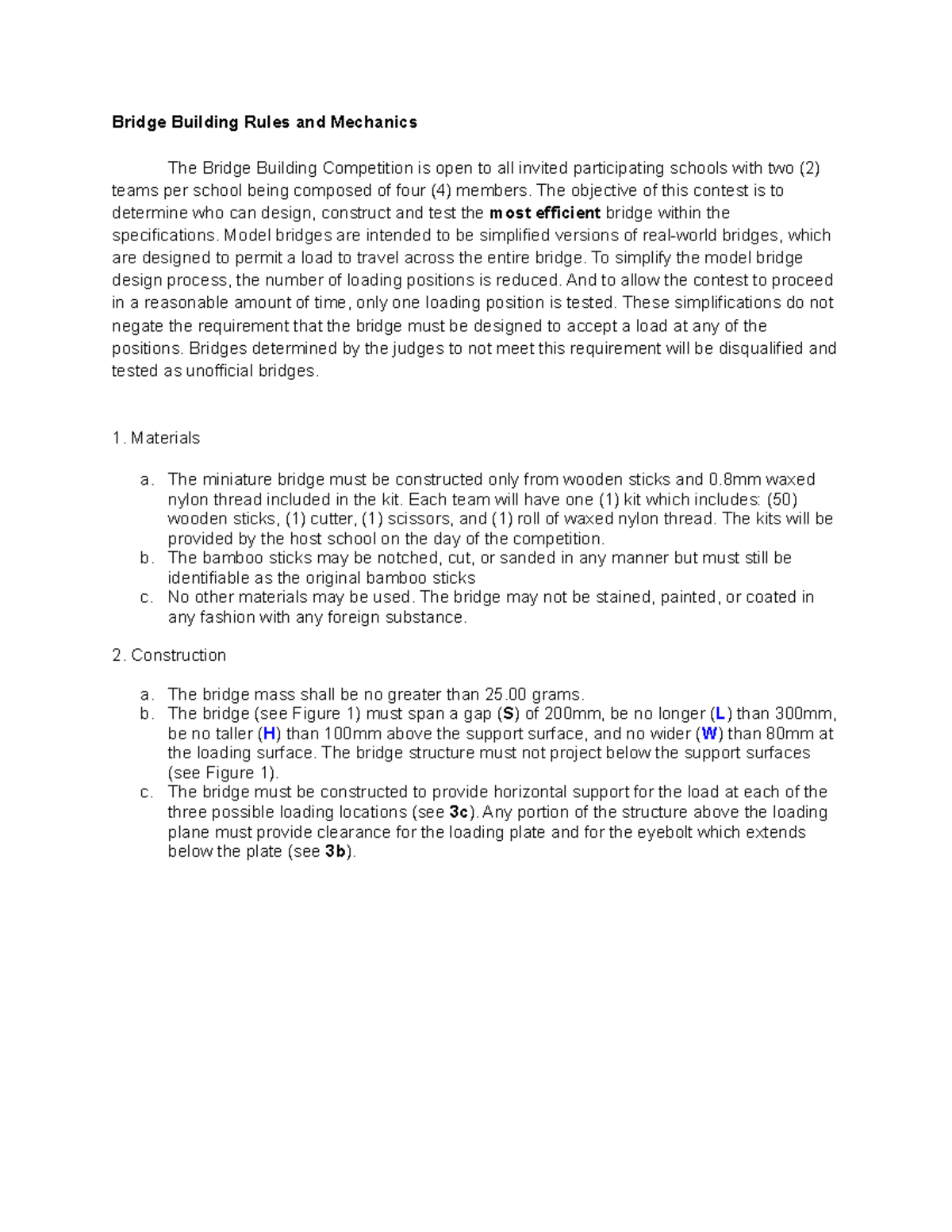 Bridge Building Rules, Mechanics, Proposal - Bridge Building Rules and ...