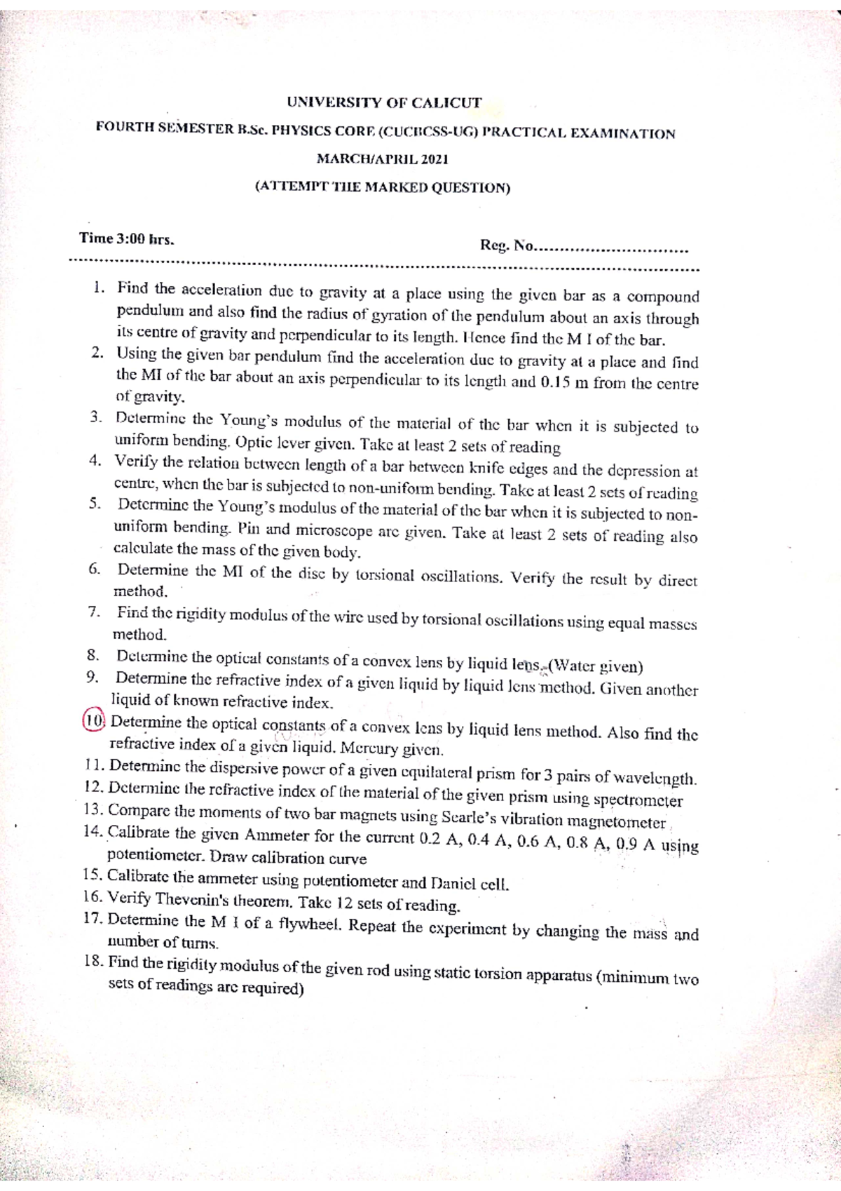 4th semester practical question paper - General Physics Practical- I ...
