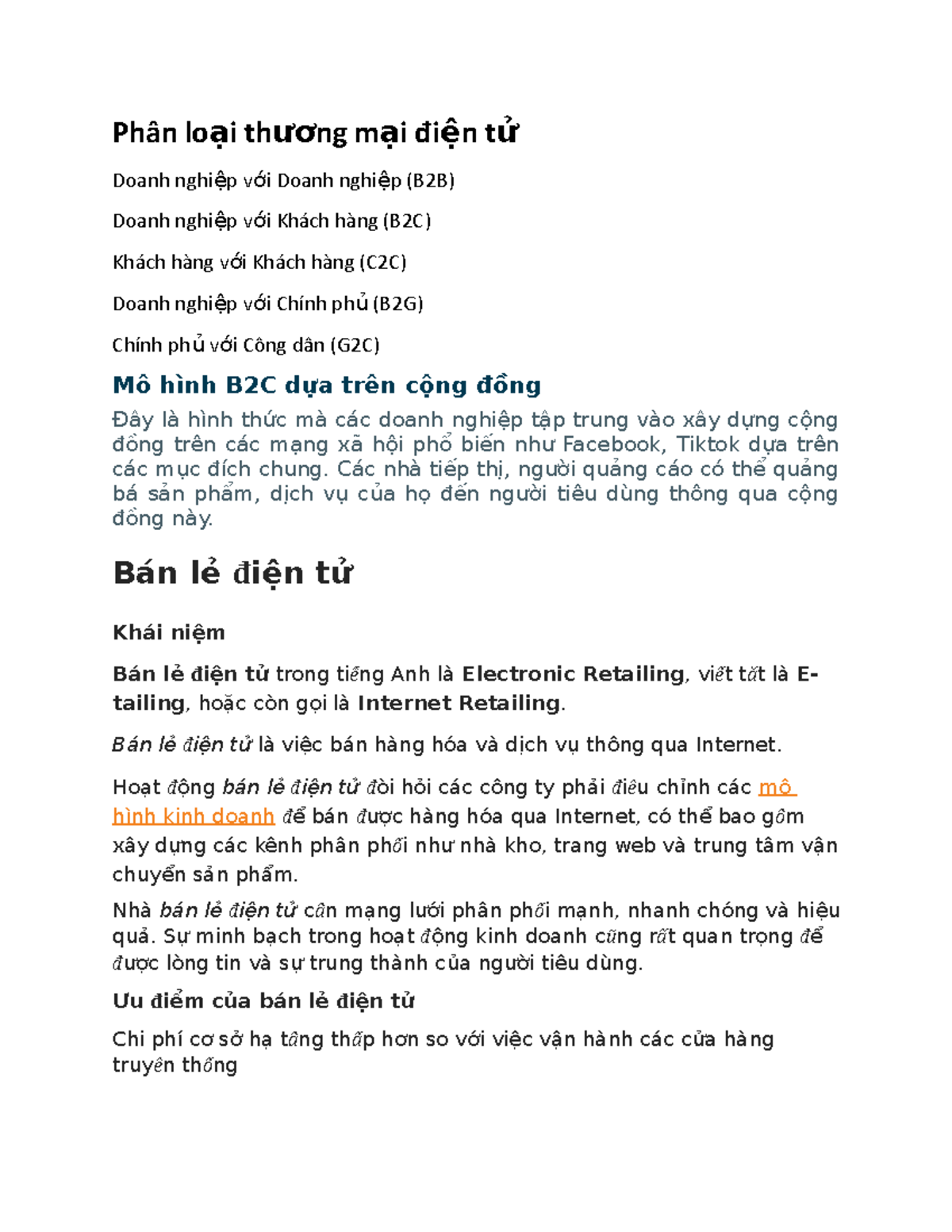 Hhh - ege - Phân lo ại th ương m ại đi ện t ử Doanh nghi ệp v ới Doanh nghi ệp (B2B) Doanh nghi ...