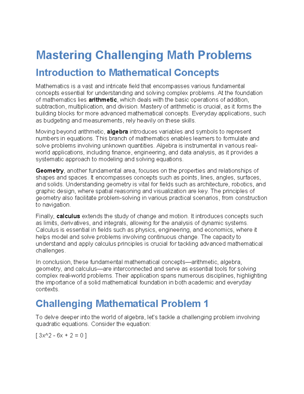 Mastering Challenging Math Problems - Mastering Challenging Math ...