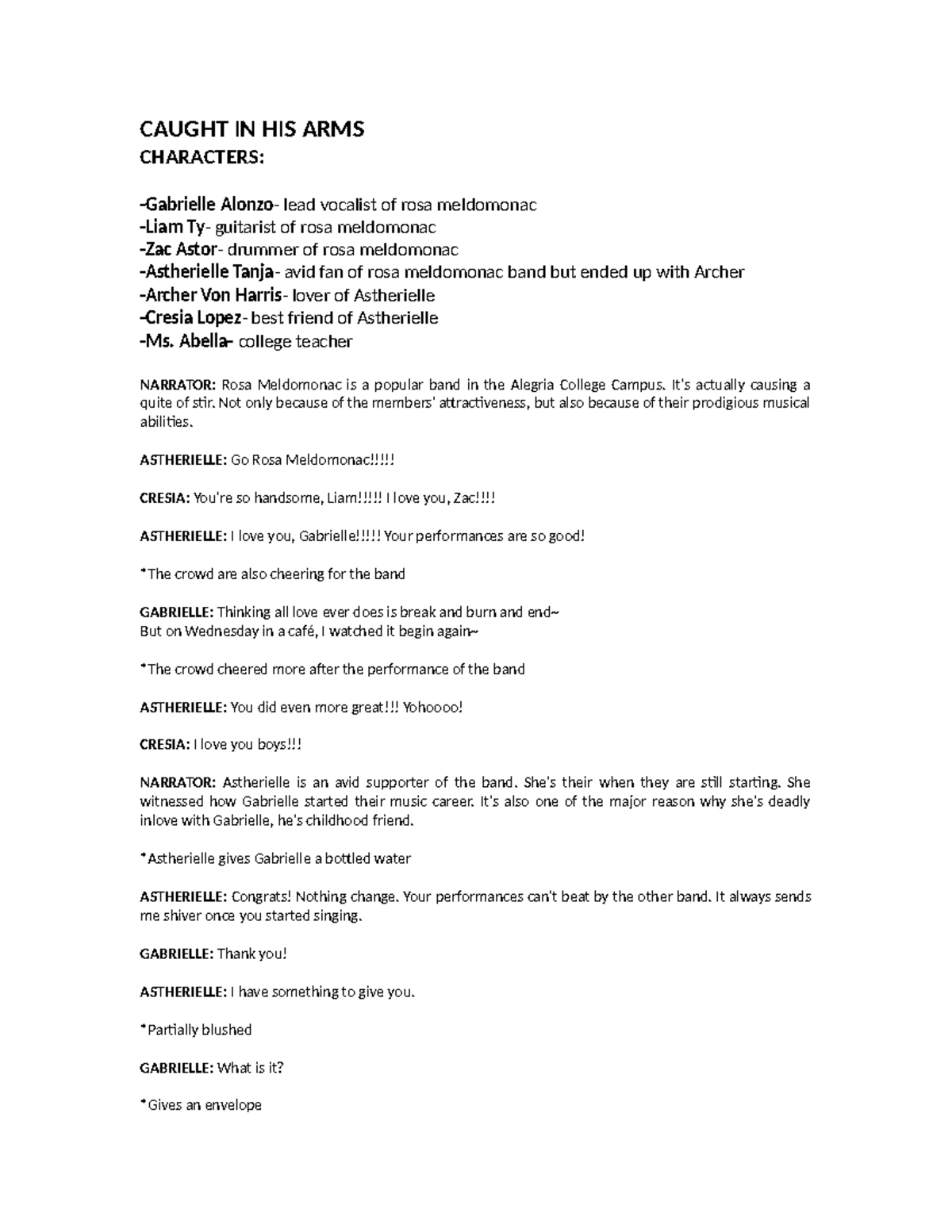 Caught IN HIS A-WPS Office - CAUGHT IN HIS ARMS CHARACTERS: -Gabrielle ...